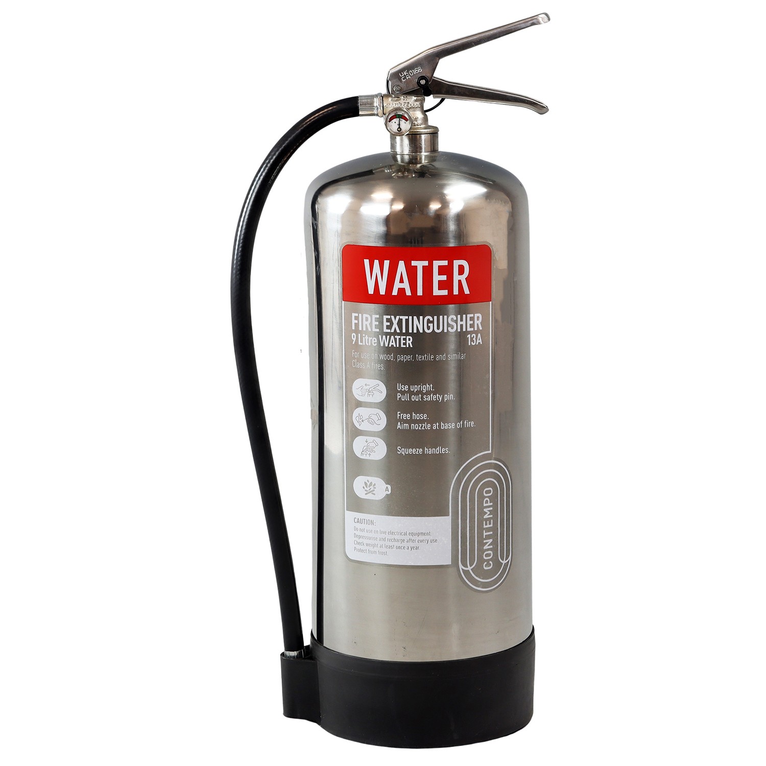 Chrome 9 litre Water Fire Extinguisher | Stainless Steel Water Fire ...